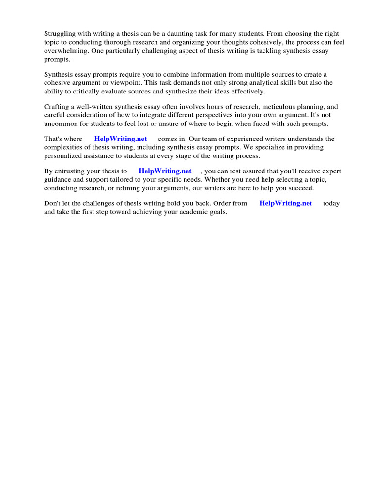 Examples of Synthesis Essay Prompts | PDF | Essays | Dialectic