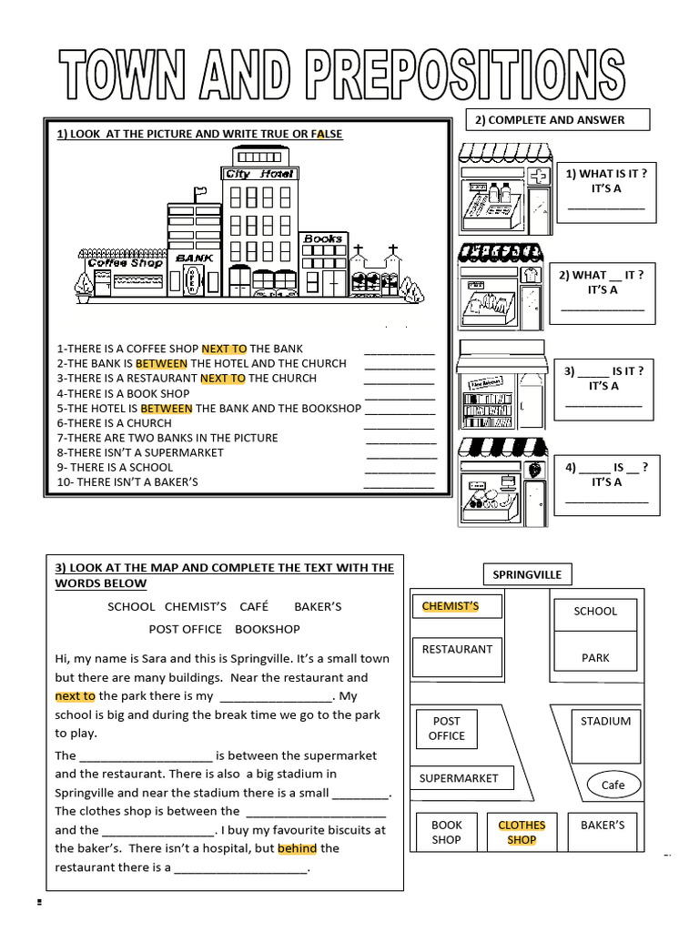 Town Reading Prepositions 27-12-2018 | PDF | Restaurants | Food Industry