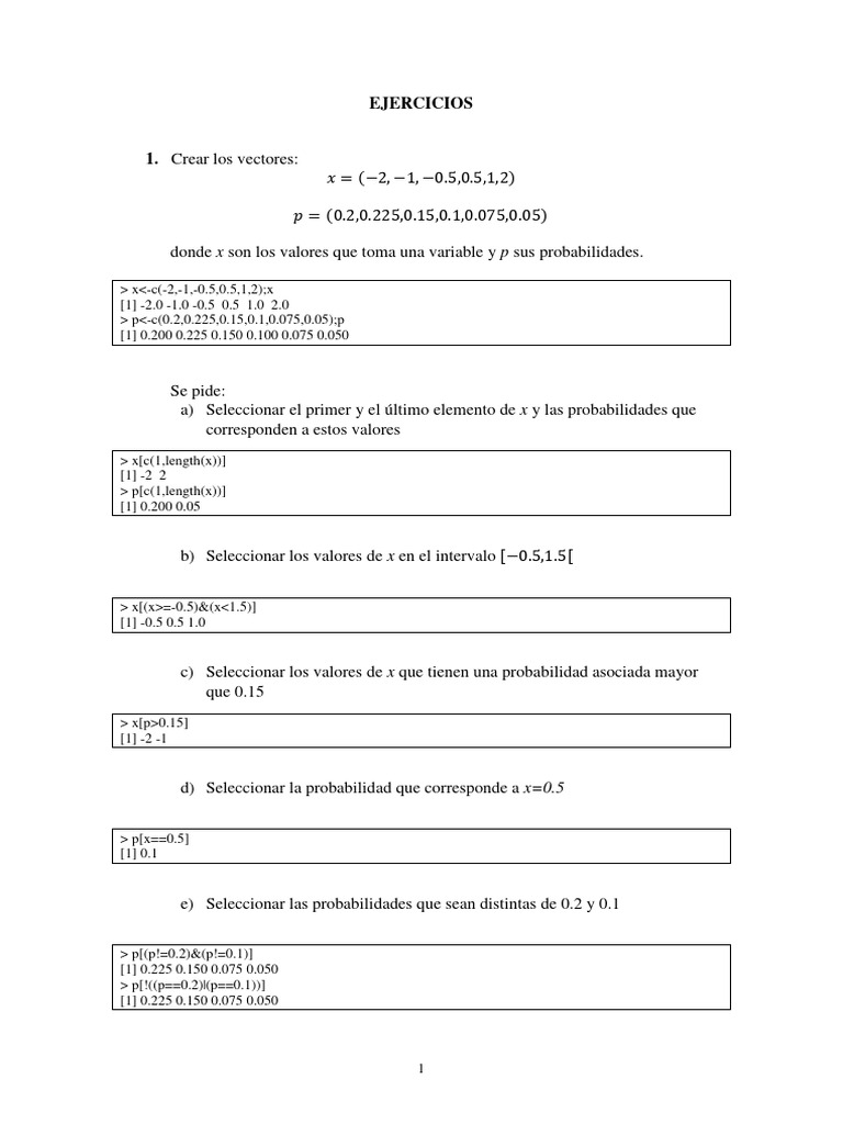 Soluciones Ejercicios R | PDF