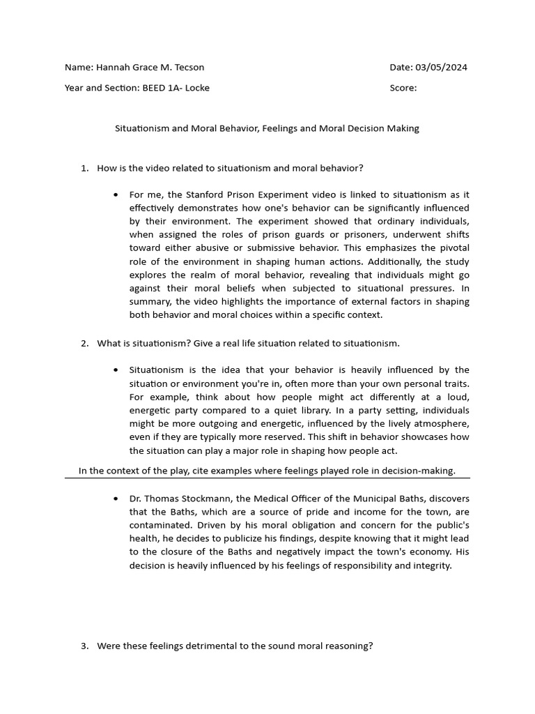 Tecson, Hannah - ETHICS | PDF Tecson, Hannah - ETHICS | PDF
