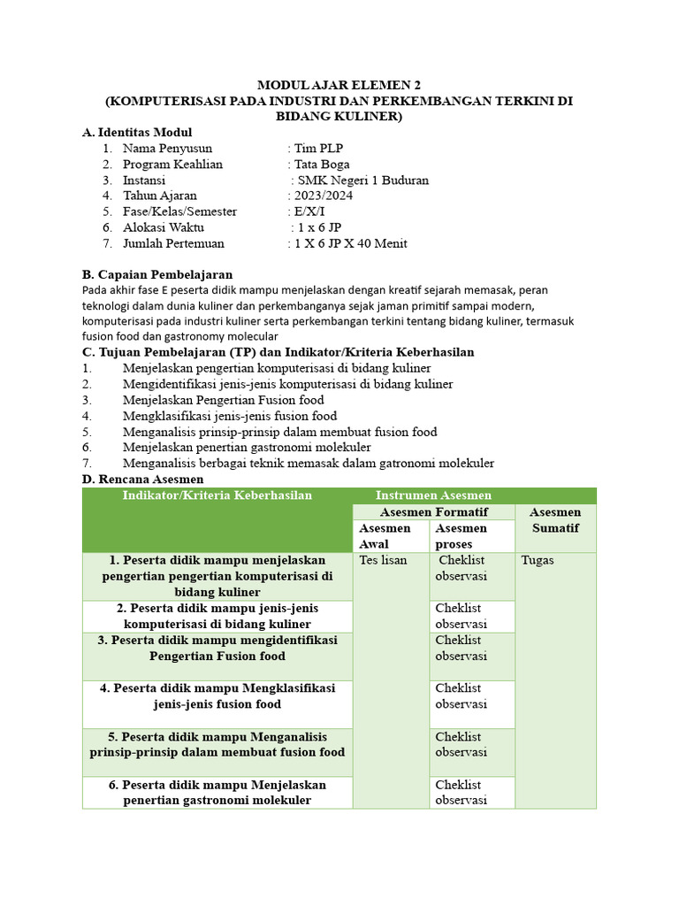 MODUL AJAR ELEMEN 2 Baru | PDF