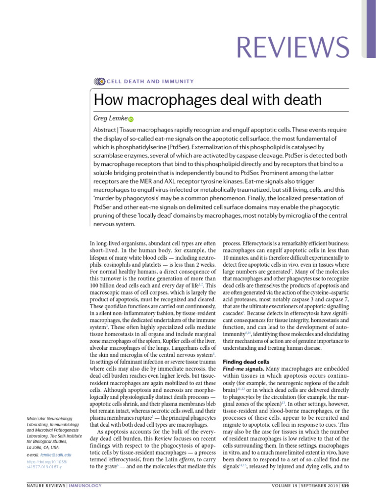 Reviews: How Macrophages Deal With Death | PDF