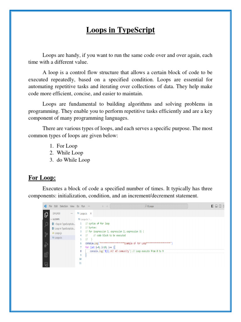 For Loop In Typescript Pdf 