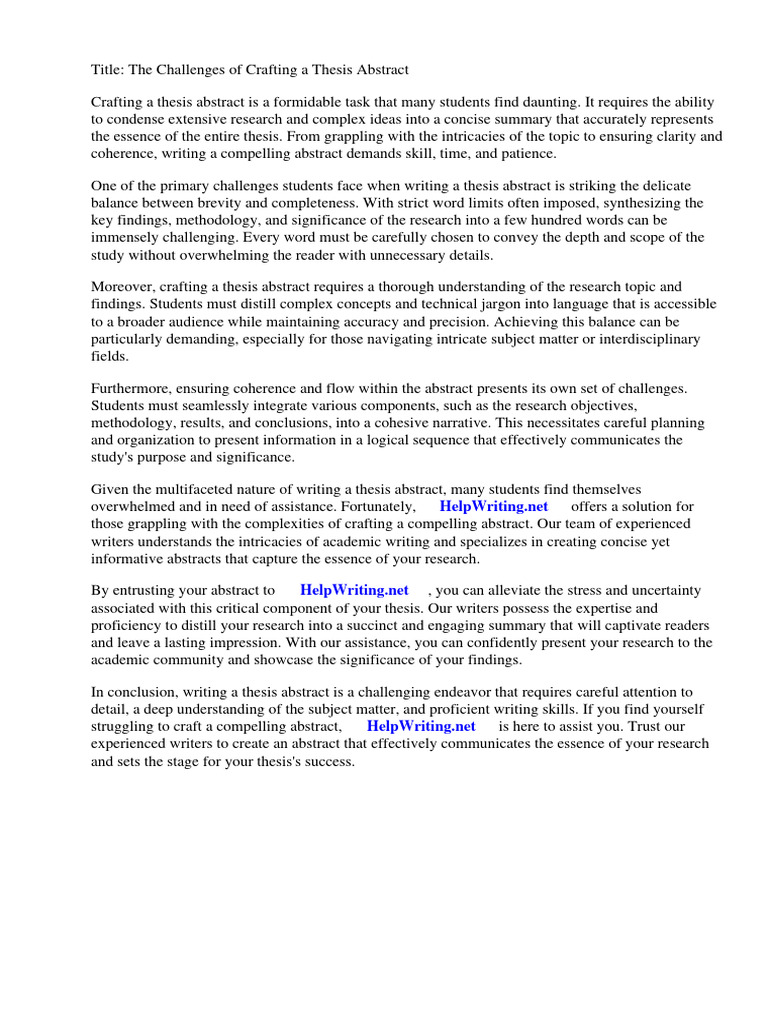 Abstract Thesis Paper Pdf Thesis Abstract Summary