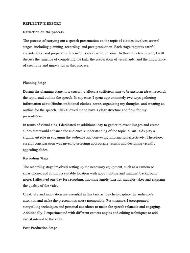 Oumh - TASK 2 REFLECTIVE REPORT | PDF | Thought | Speech