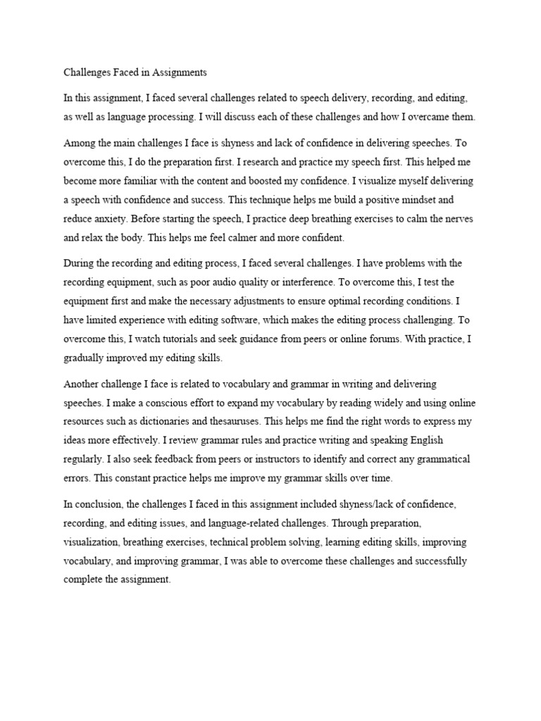 Challenges Faced in Assignments | PDF | Communication | Thought