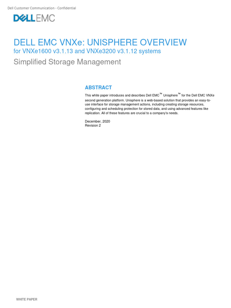 Dell EMC-VNXe-Unisphere-Overview_1.0 | PDF