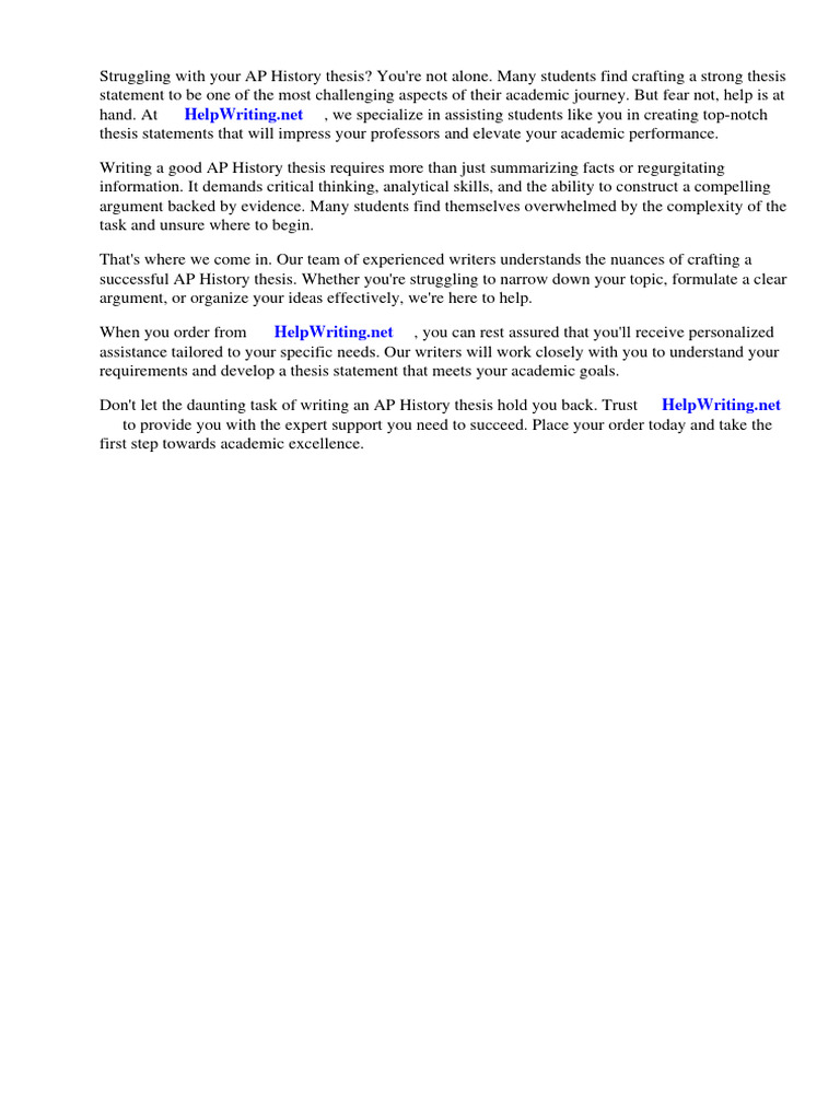 How To Write A Good AP History Thesis | PDF
