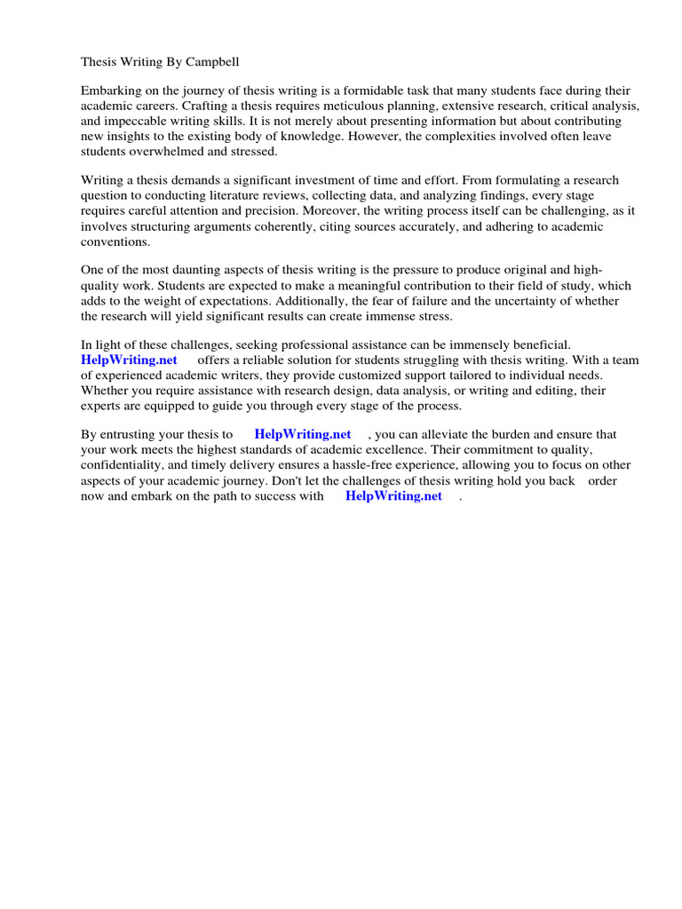 Thesis Writing by Campbell | PDF