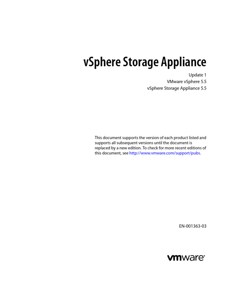 Vsphere Storage Appliance 551 Install Administration Guide | PDF