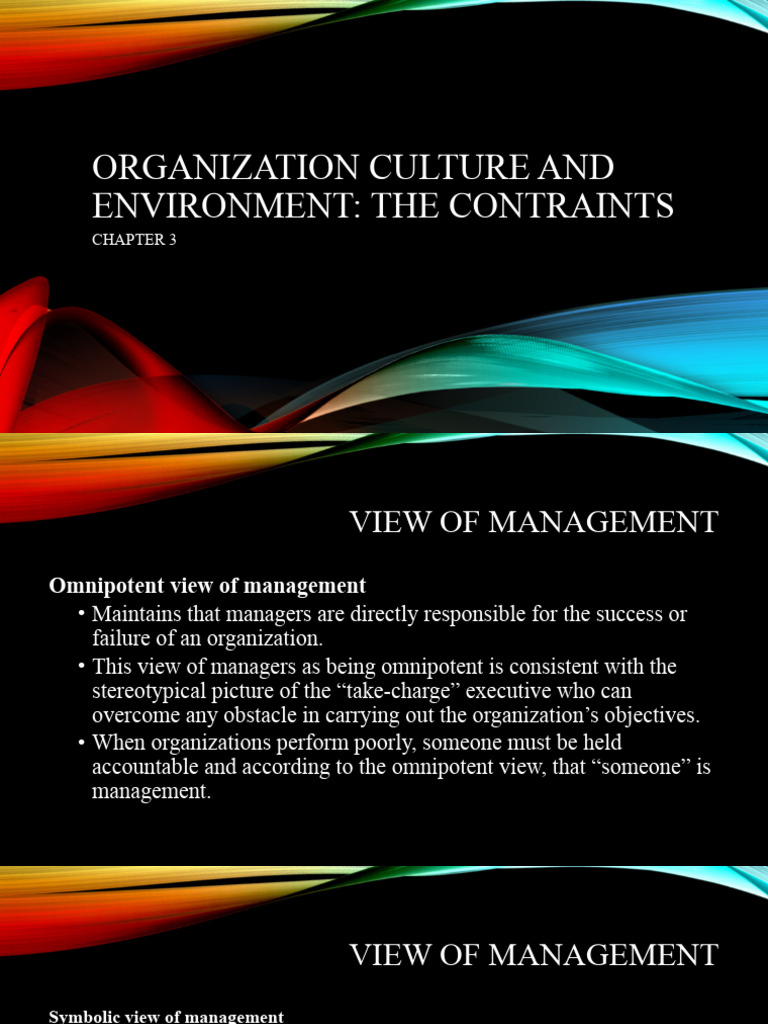Chapter 3 - Organization Culture and Environment | PDF | Organizational Culture | Risk