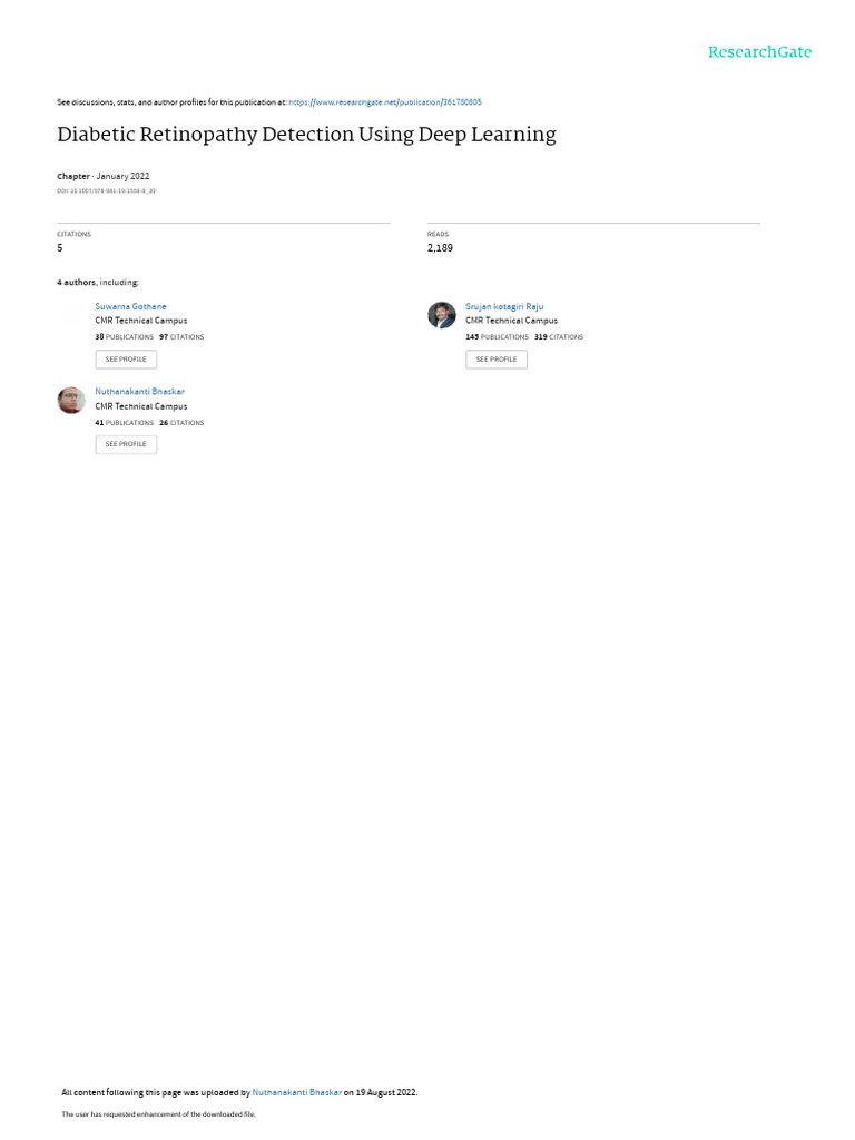 Diabetic Retinopathy Detection AI | PDF | Deep Learning | Diabetes