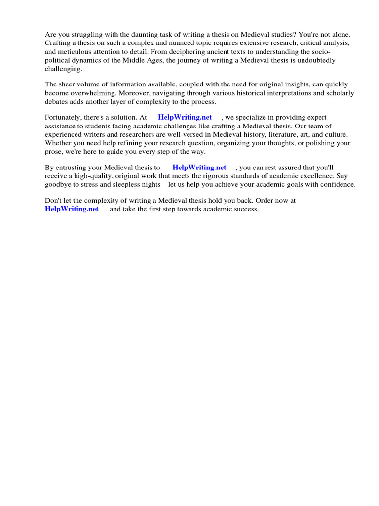 Expert Help for Medieval Thesis Writing | PDF | Art | Social Science