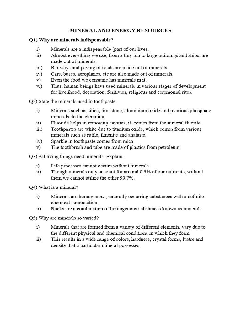 Mineral and Energy Resources | PDF