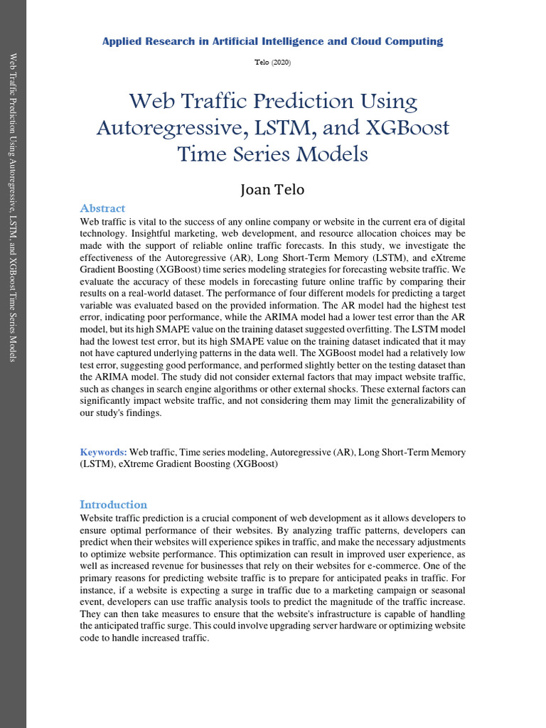 Traffic Prediction Autoregressive LSTM and XGBoost Model | PDF | P Value | Mean Squared Error