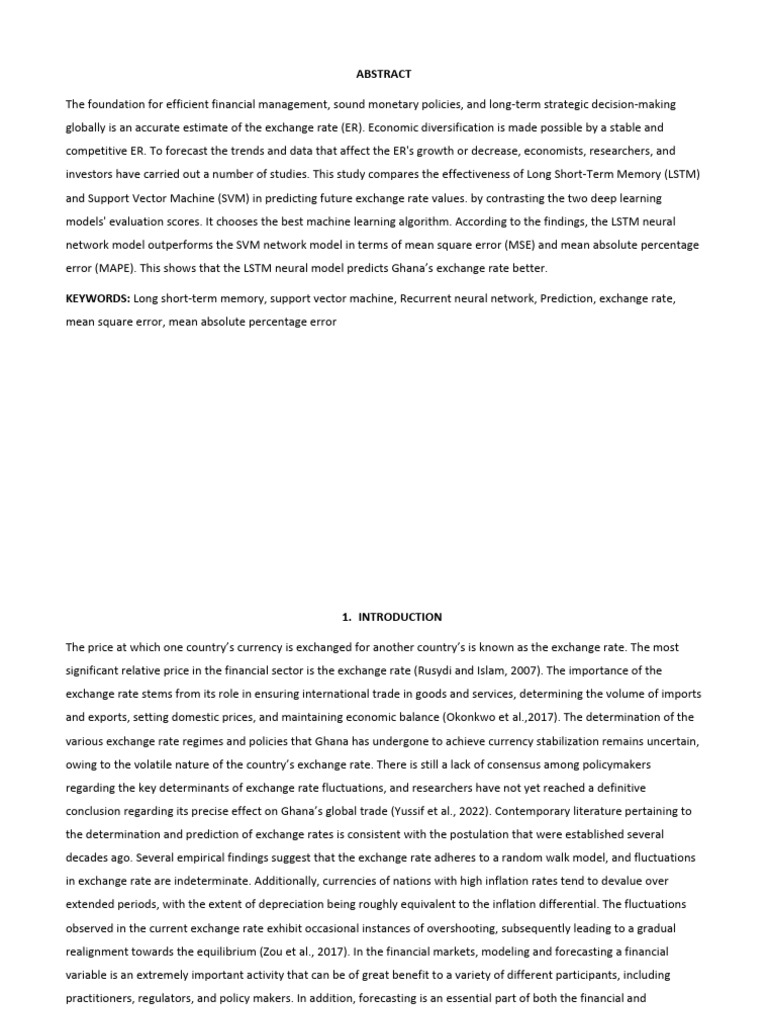 P Learning Algorithms For Ghana S Exchange Rate Prediction | PDF
