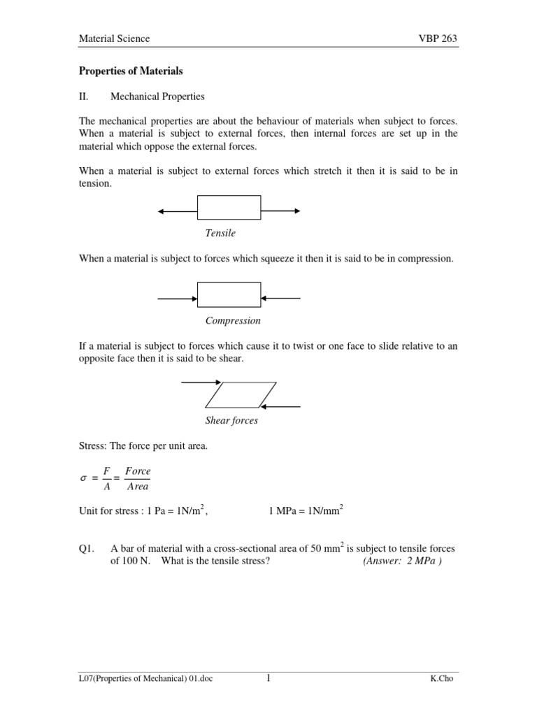 L07 (Properties of Mechanical) 01 | PDF | Ductility | Deformation (Engineering)