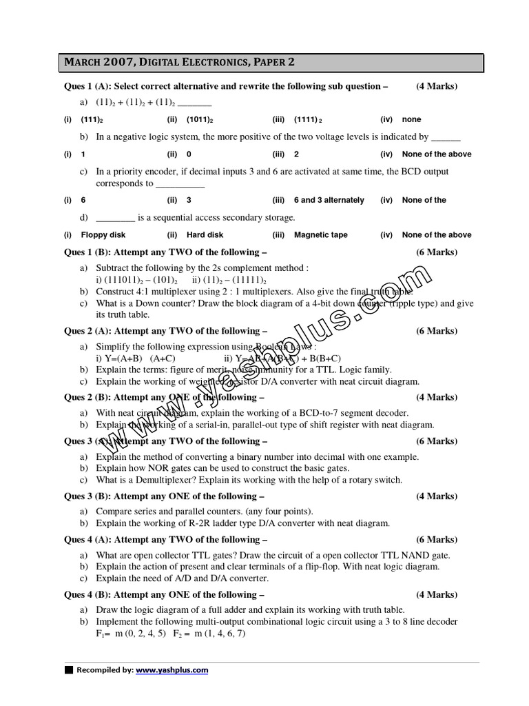 March 2007 Paper 2 | PDF | Logic Gate | Computer Science