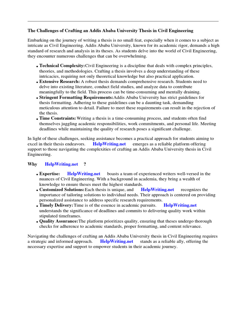 Addis Ababa University Thesis on Civil Engineering | PDF | Thesis ...