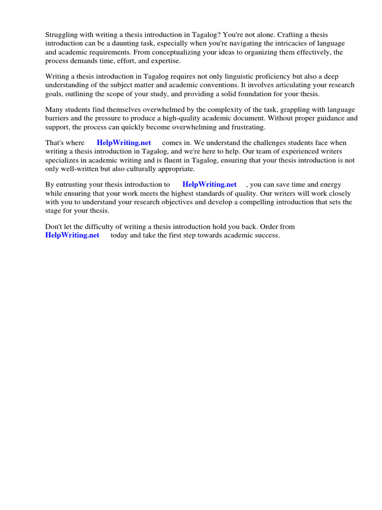 Example of Thesis Introduction Tagalog | PDF | Tagalog Language | Thesis