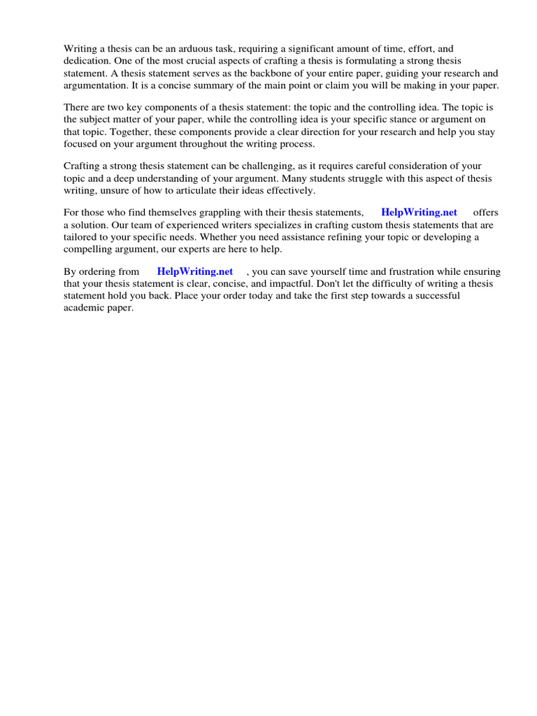 Two Components of Thesis Statement | PDF