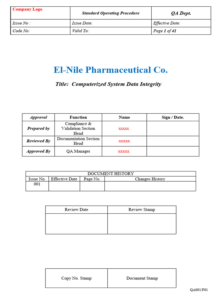 El-Nile Computerized System Data Integrity (Blank) | PDF | Verification ...