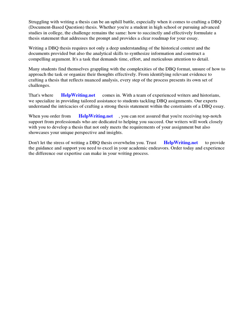 Writing A DBQ Thesis | PDF | Essays | Thesis