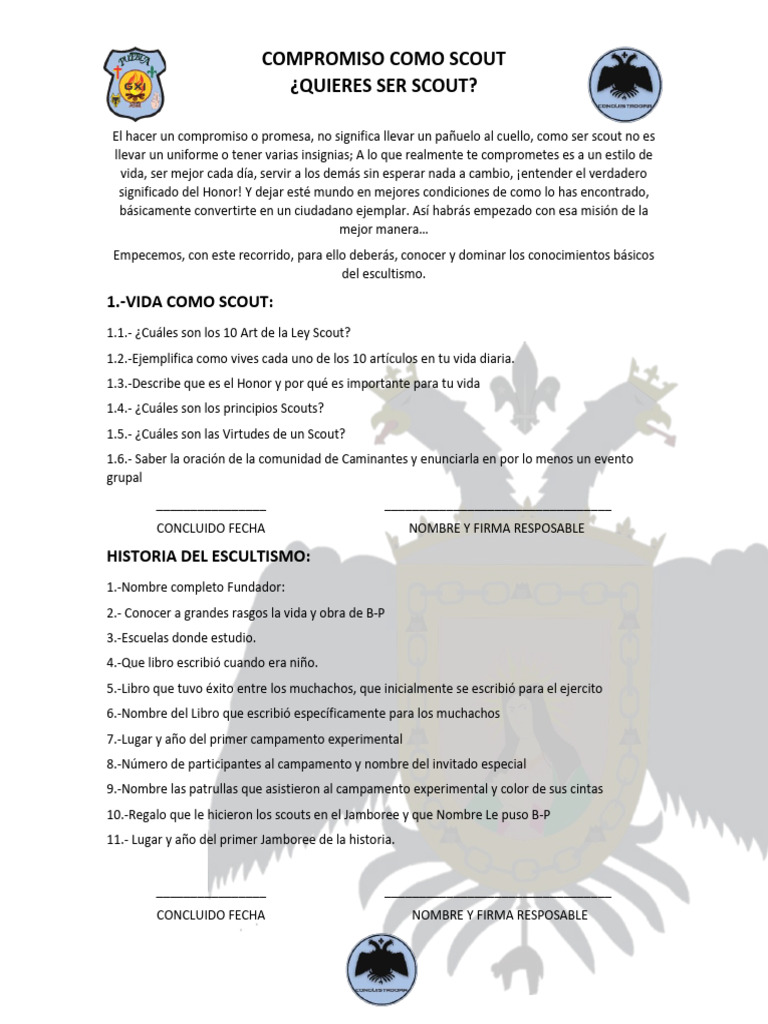 Minimos Requeridos Promesa Scout Comunidad Xi | PDF | Exploración ...