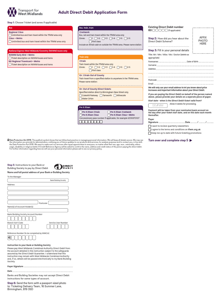 Adult Direct Debit Application Form 2023 | PDF | Service Industries