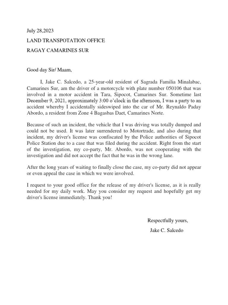 Request for Driver's License Release | PDF