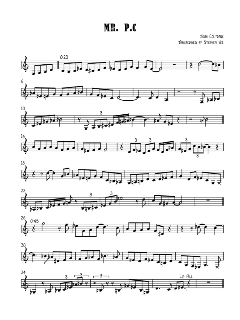 John Coltrane - MR PC Solo Transcription For C Instruments | PDF