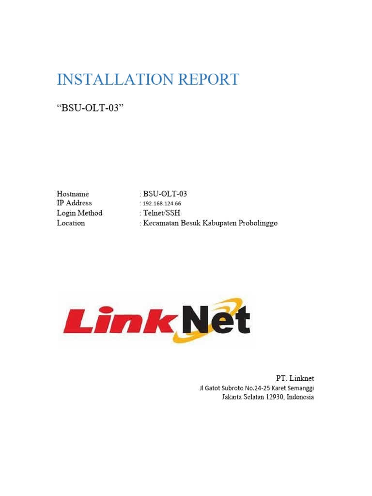 Installation Report BSU03 | PDF | Computer Standards | Network Protocols