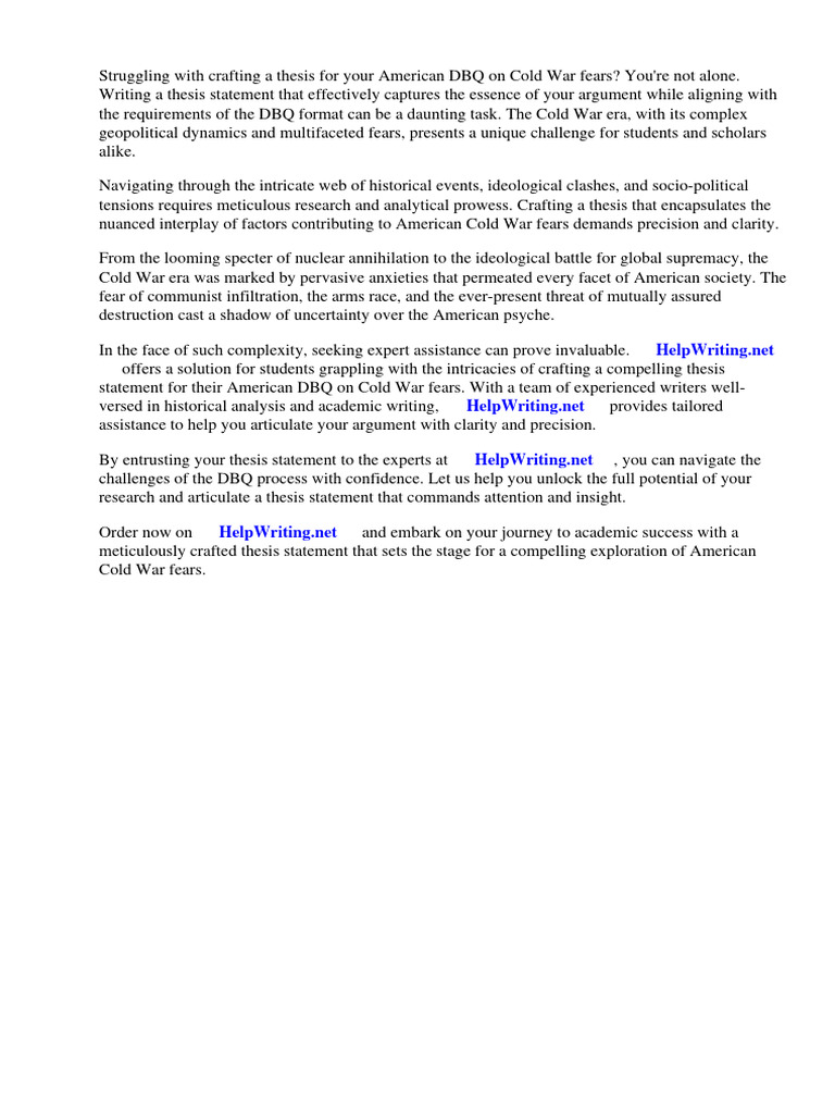 What Were The Cold War Fears of The American DBQ Thesis | PDF