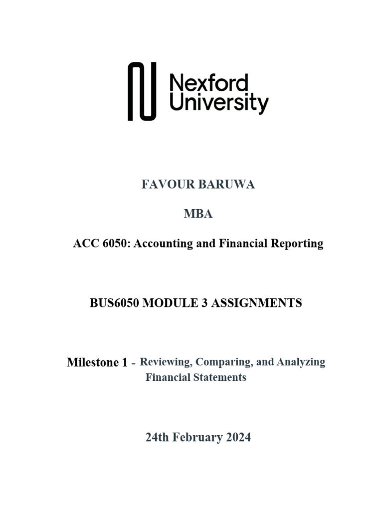 ACC6050 Module 3 Assignment | PDF | Financial Statement | Financial ... ACC6050 Module 3 Assignment | PDF | Financial Statement | Financial ...
