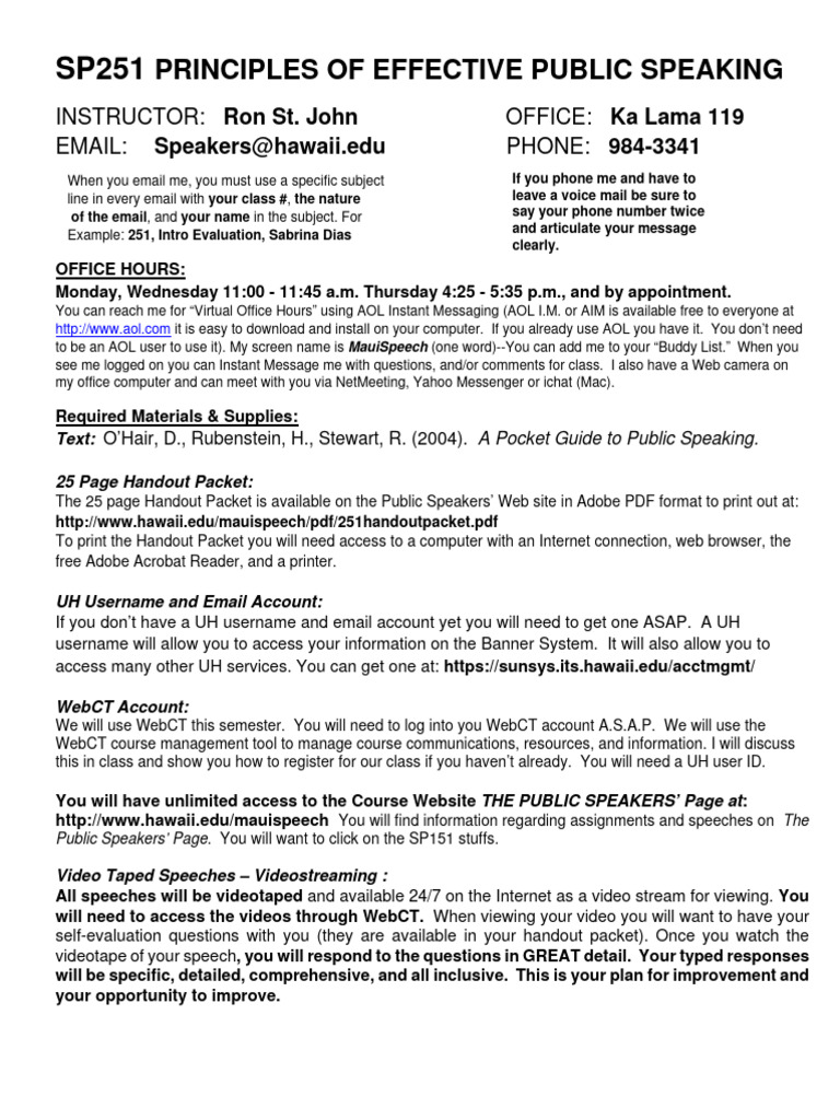 251syllabus-Effective Speaking | PDF