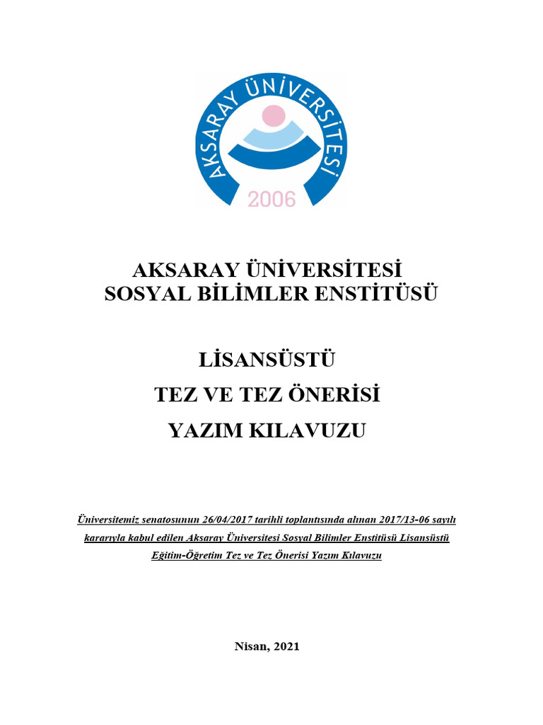 Aksaray Tez Yazım Klavuzu | PDF