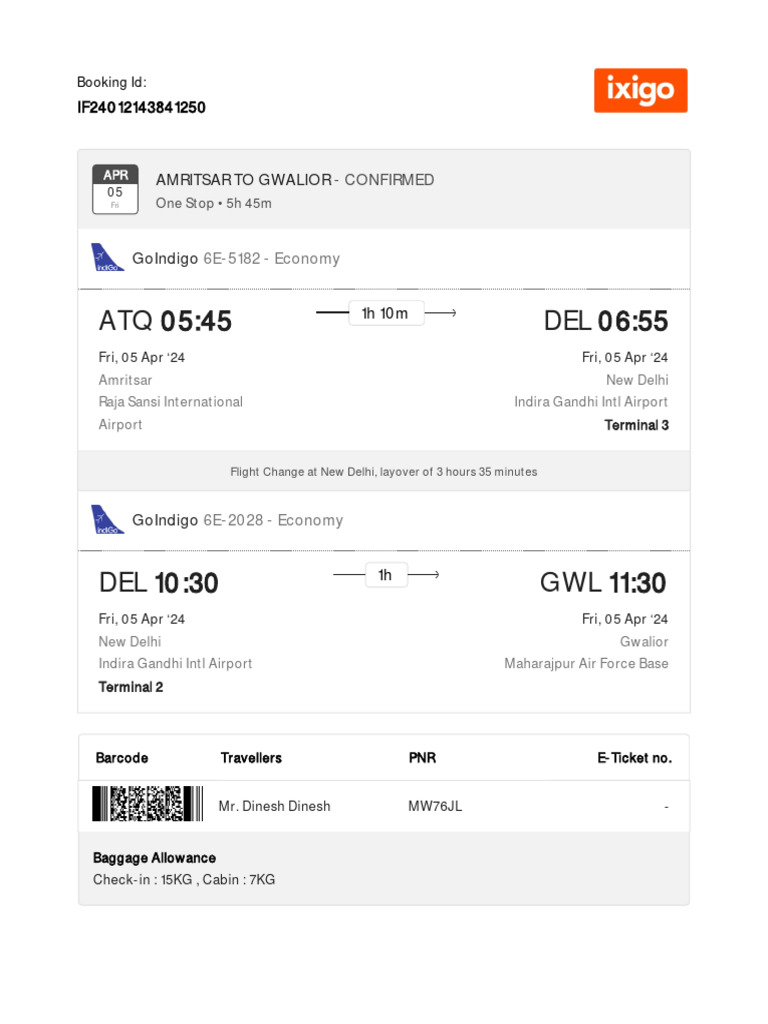 Eticket IF24012143841250 | PDF | Aviation | Transport