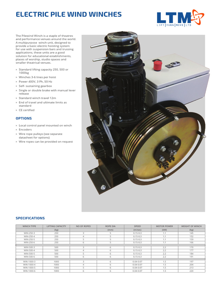 28.03.2018.pilewind Winches - Datasheet | PDF | Land Vehicles | Equipment