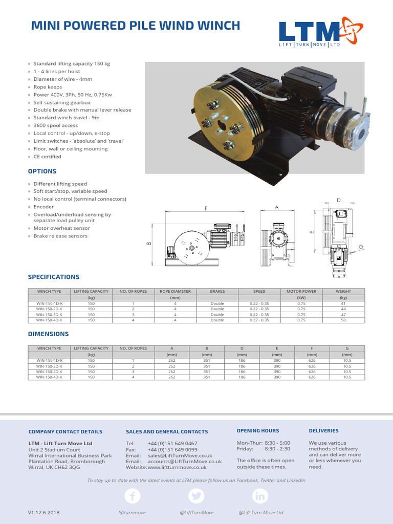 Industrial Winch Specifications | PDF | Equipment | Vehicles