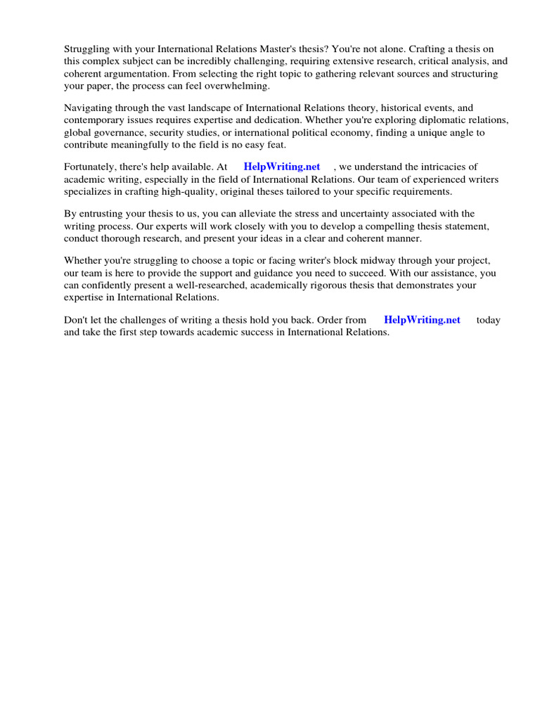 International Relations Masters Thesis Topics | PDF