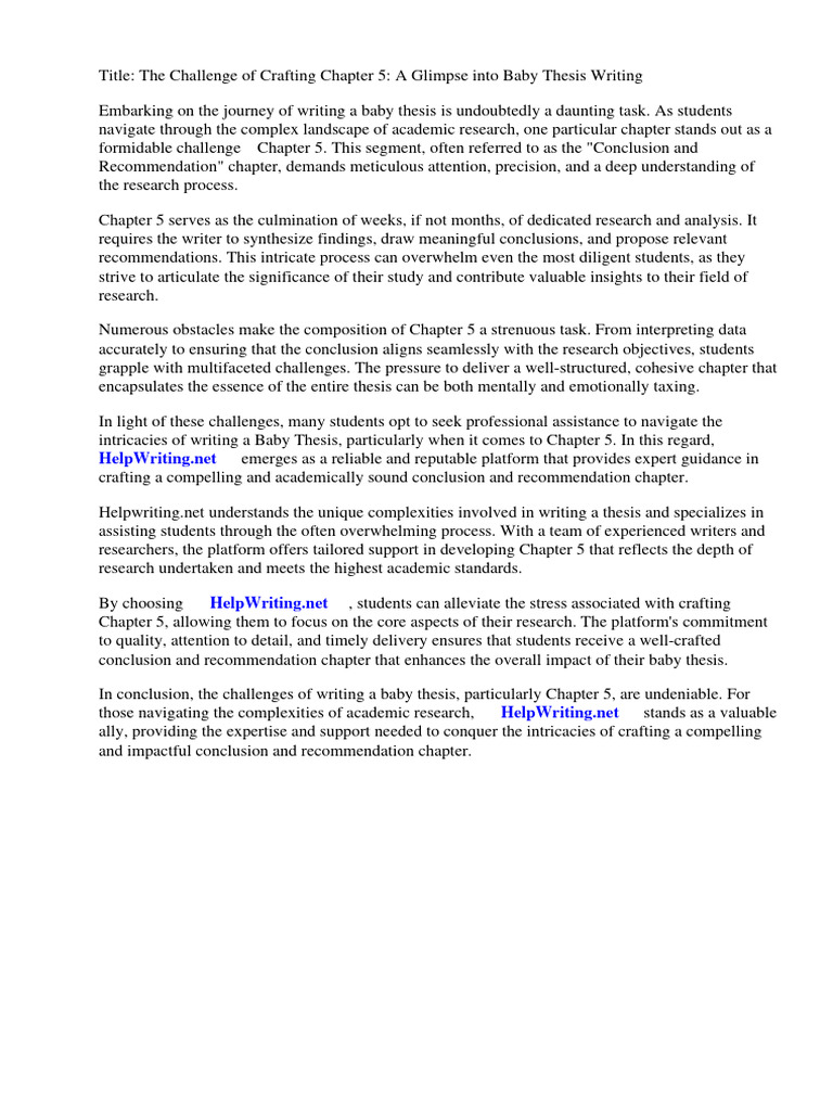 Crafting Chapter 5: Student Guide | PDF | Thesis | Essays