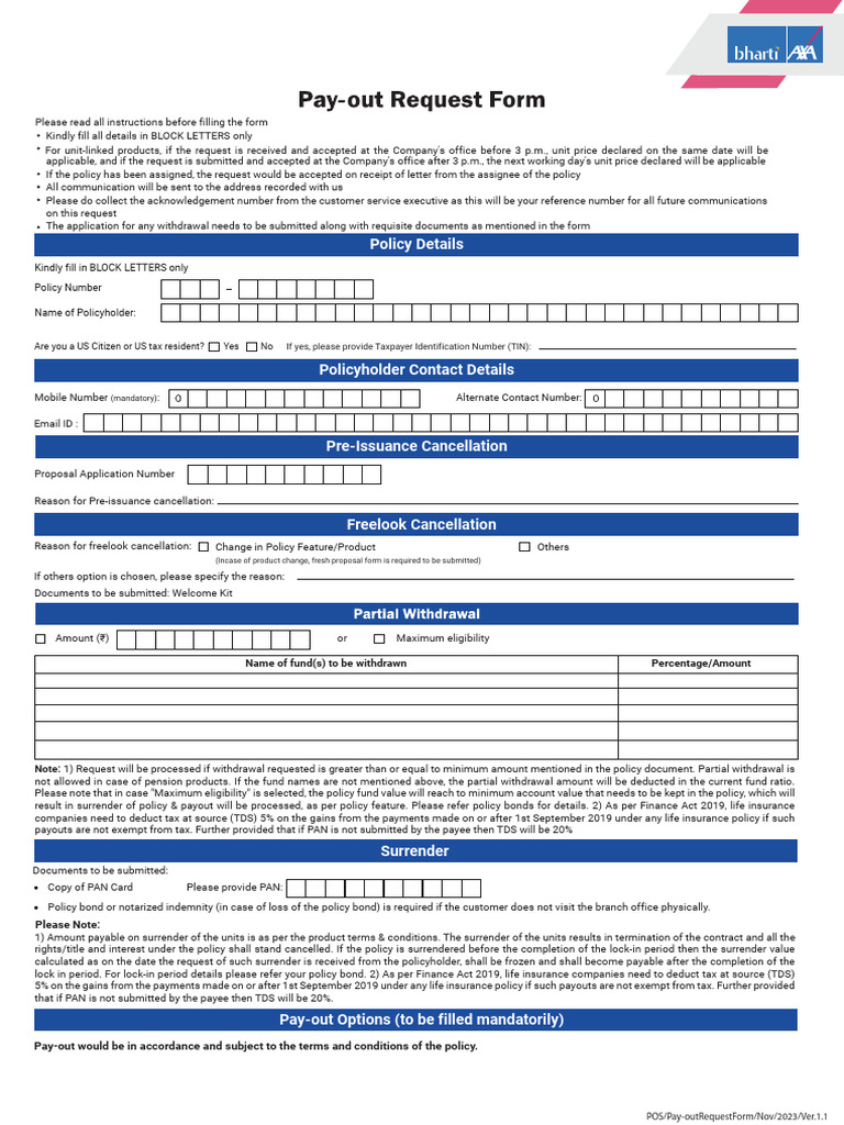 Pay-Out Request Form Ver1.1 | PDF