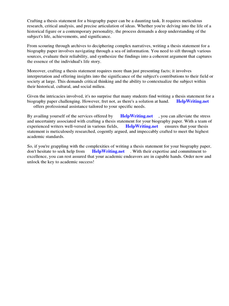 Thesis Statement Biography Paper | Download Free PDF | Thesis | Essays