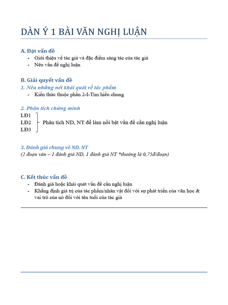 Dàn Ý 1 Bài Vàn Nghi Luàn | PDF