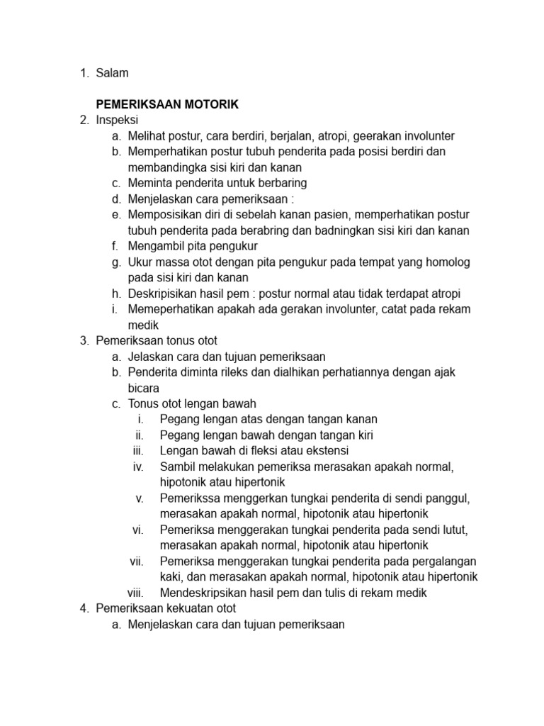 SL Pemeriksaan Sensorik Dan Motorik Blok 17 | PDF | Sains & Matematika