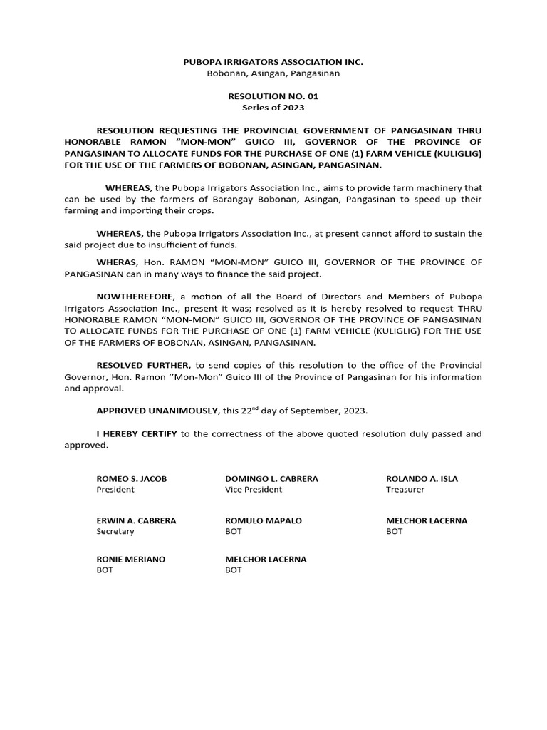 Resolution 2023 | PDF