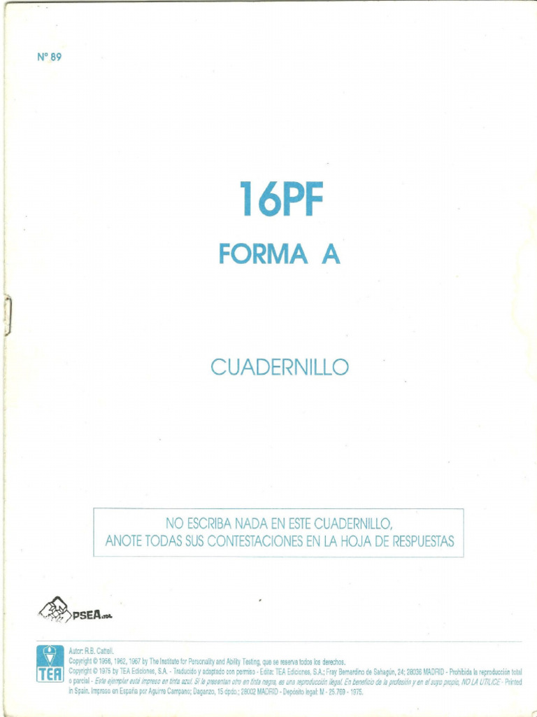 CUADERNILLO_16PF | PDF