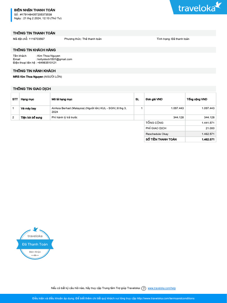 Receipt - Airasia | PDF