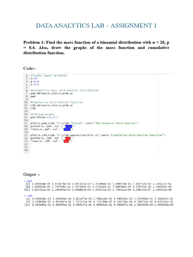 DATA ANALYTICS LAB - Assignment 1 | PDF