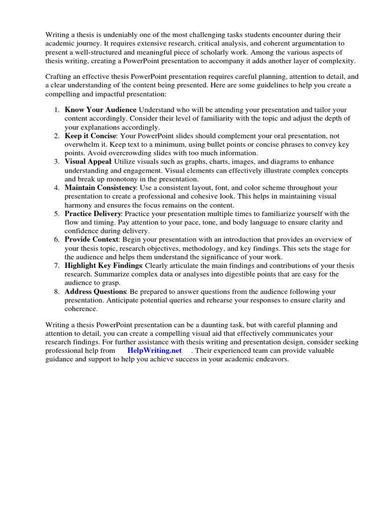 Thesis Powerpoint Presentation Guidelines | PDF | Thesis | Microsoft ...
